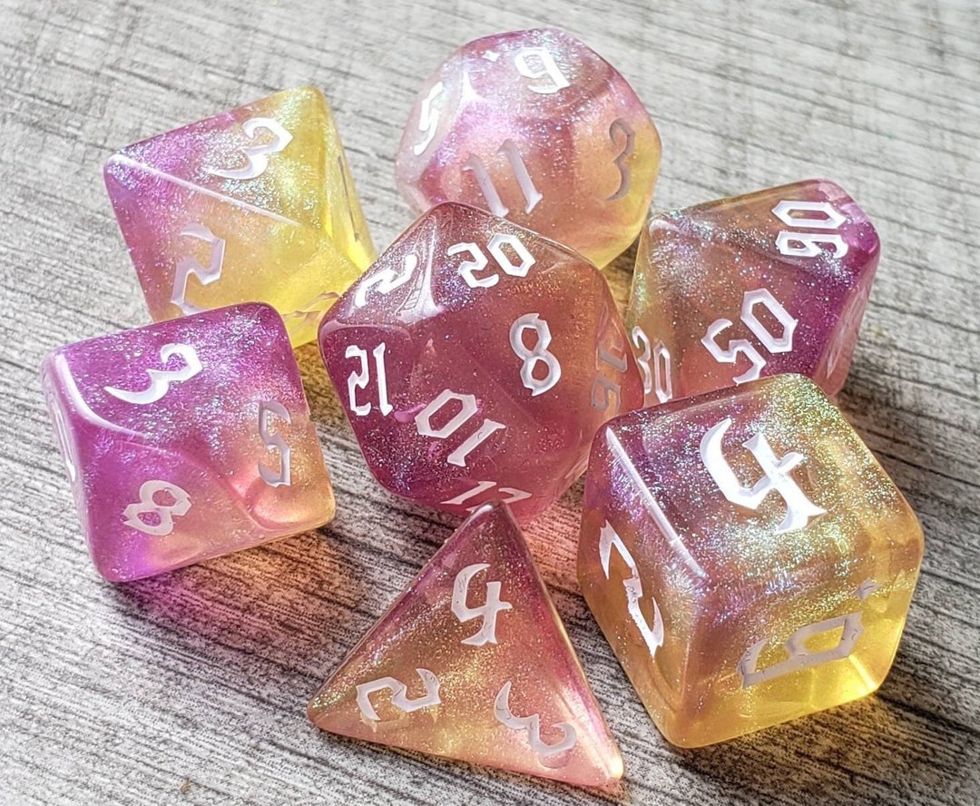 Dragonfly Yellow & Purple Skimmer 7 Pc Dice Set Dragon - Etsy