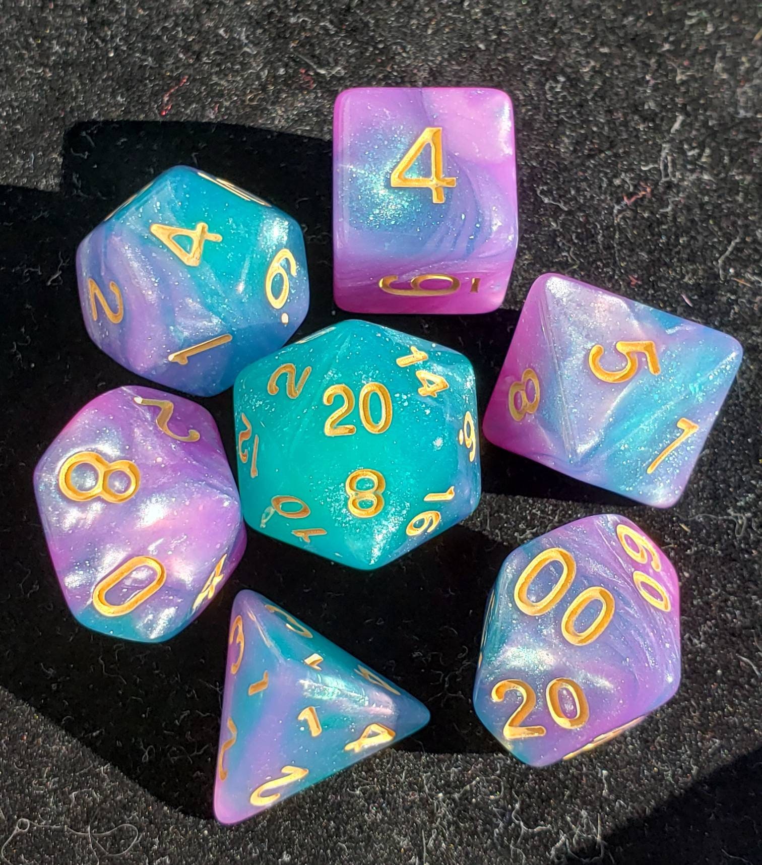 Astral Dragon Purple & Teal 7 Pc Dice Set Dragon Hoard - Etsy