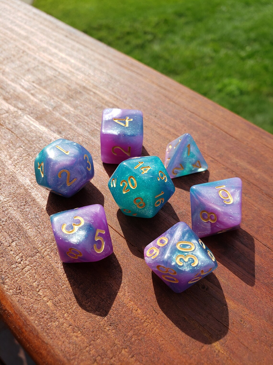 Astral Dragon Purple & Teal 7 Pc Dice Set Dragon Hoard - Etsy