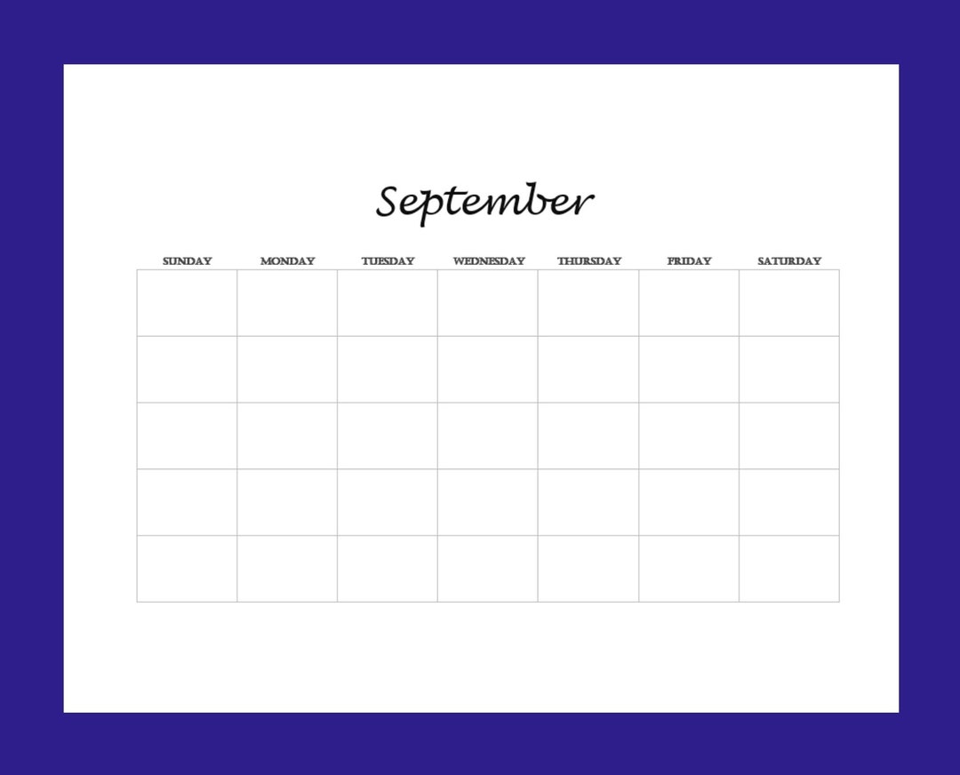 2022 Printable Monthly Calendar Blank Template, Landscape, Simple ...