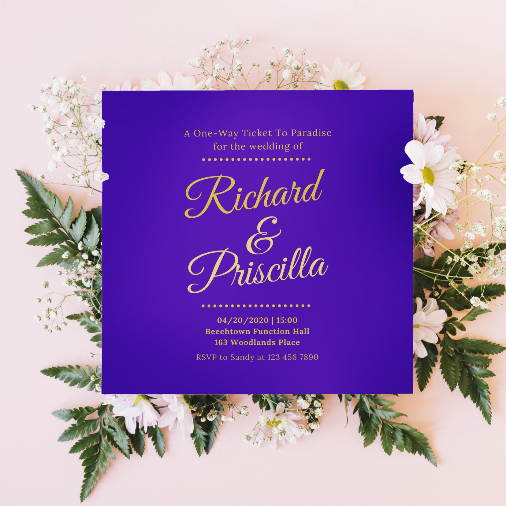 Purple Wedding Invitation Rustic Wedding Purple Wedding - Etsy