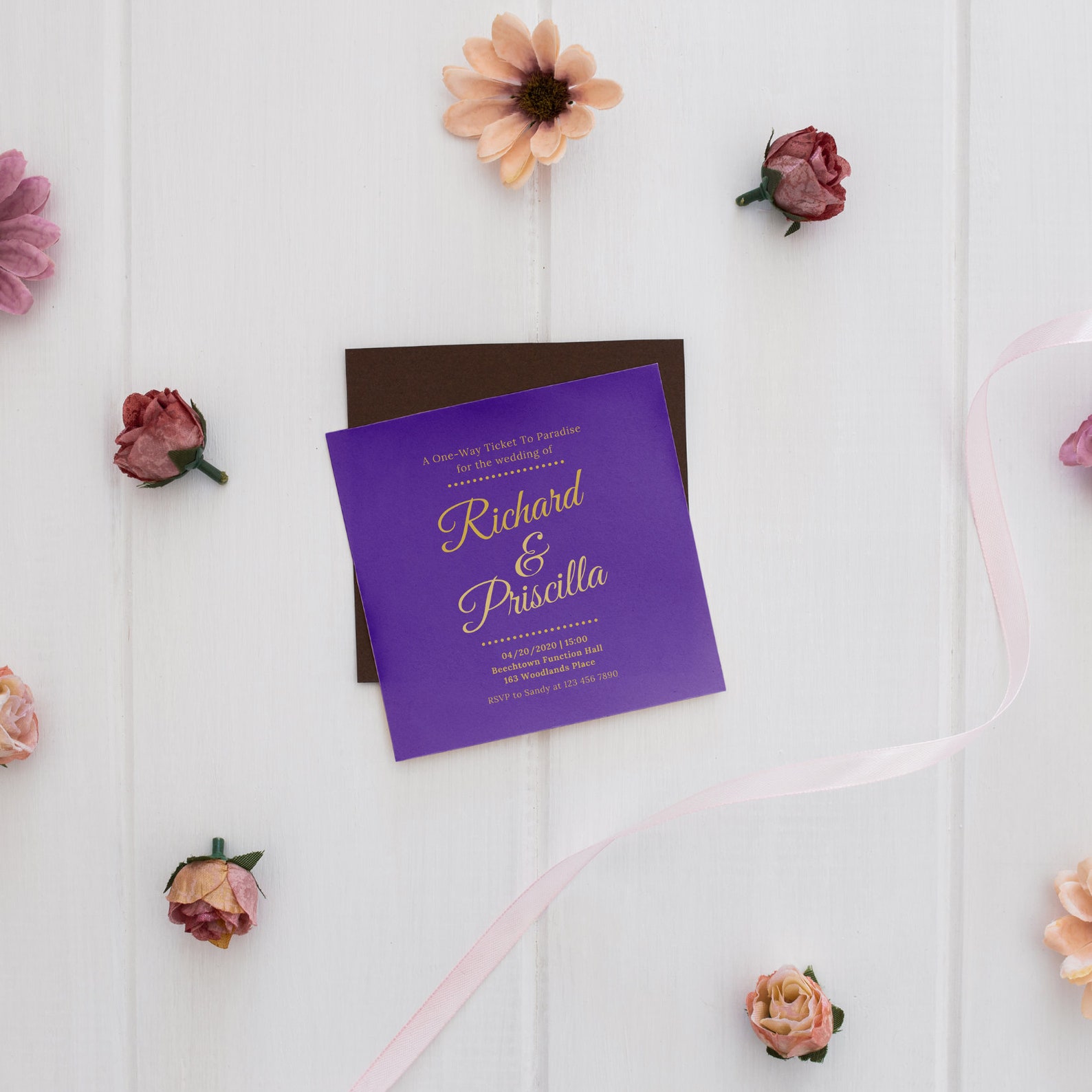 Purple Wedding Invitation Rustic Wedding Purple Wedding - Etsy