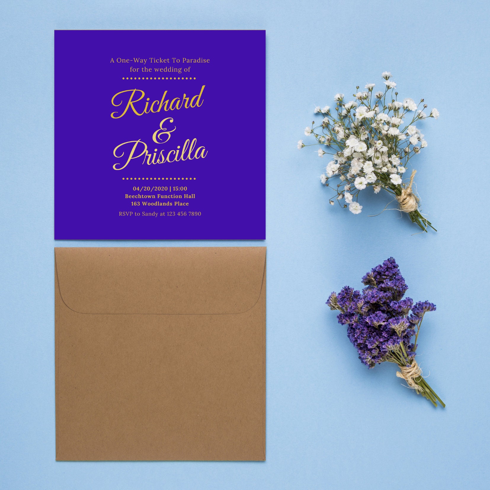 Purple Wedding Invitation Rustic Wedding Purple Wedding - Etsy