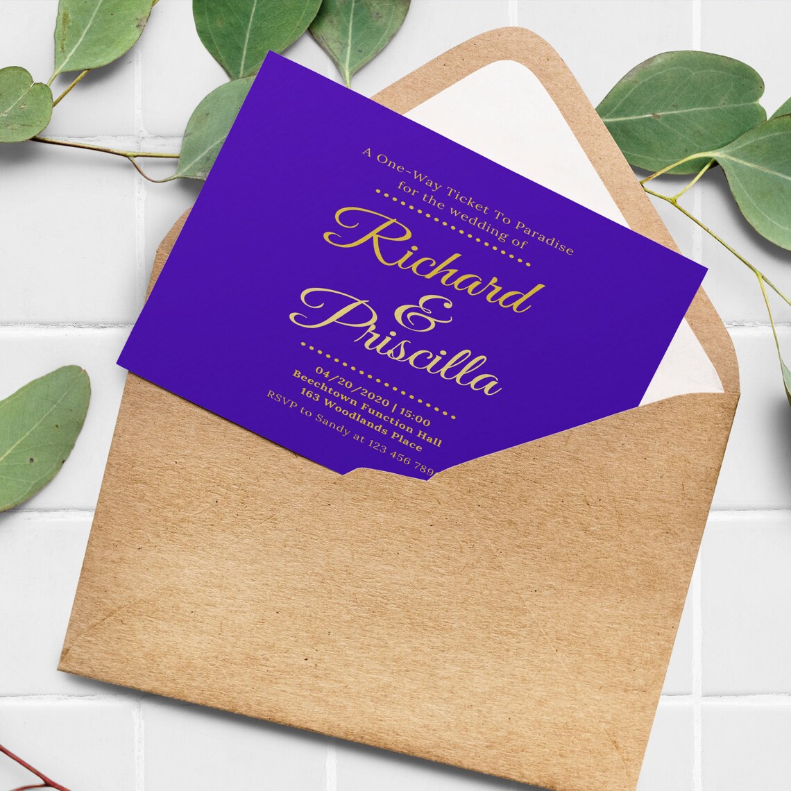 Purple Wedding Invitation Rustic Wedding Purple Wedding - Etsy