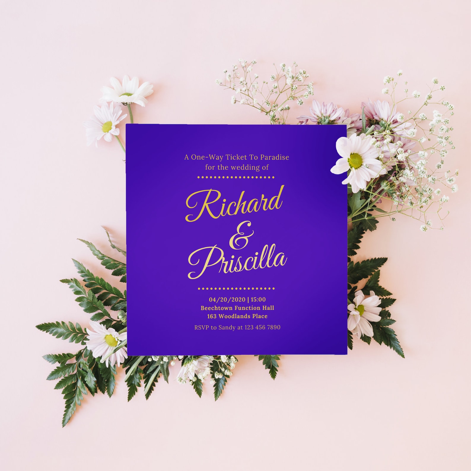 Purple Wedding Invitation, Rustic Wedding, Purple Wedding Invites ...