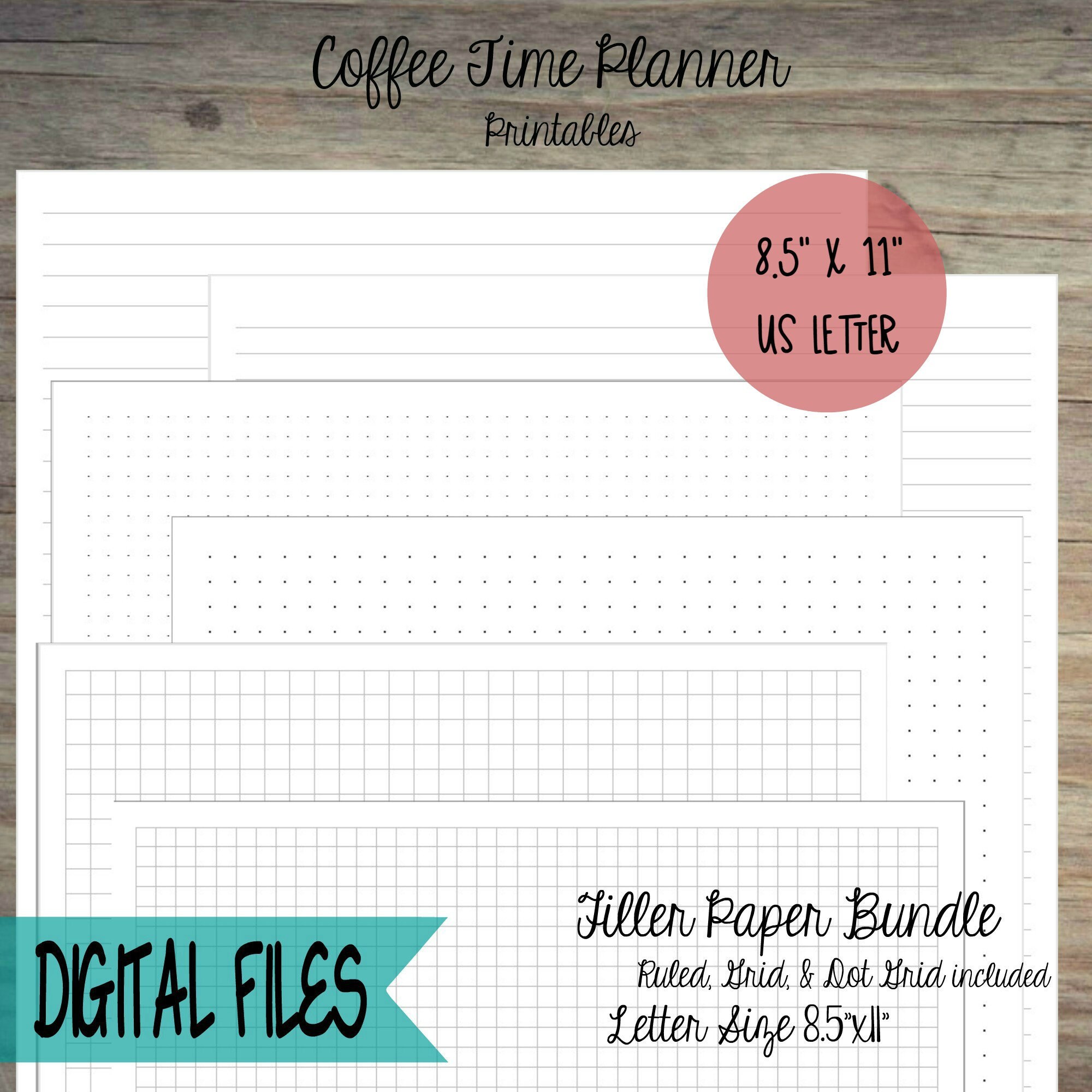 US Letter Size - Filler Paper Bundle - Square Grid, Dot Grid, Lined ...