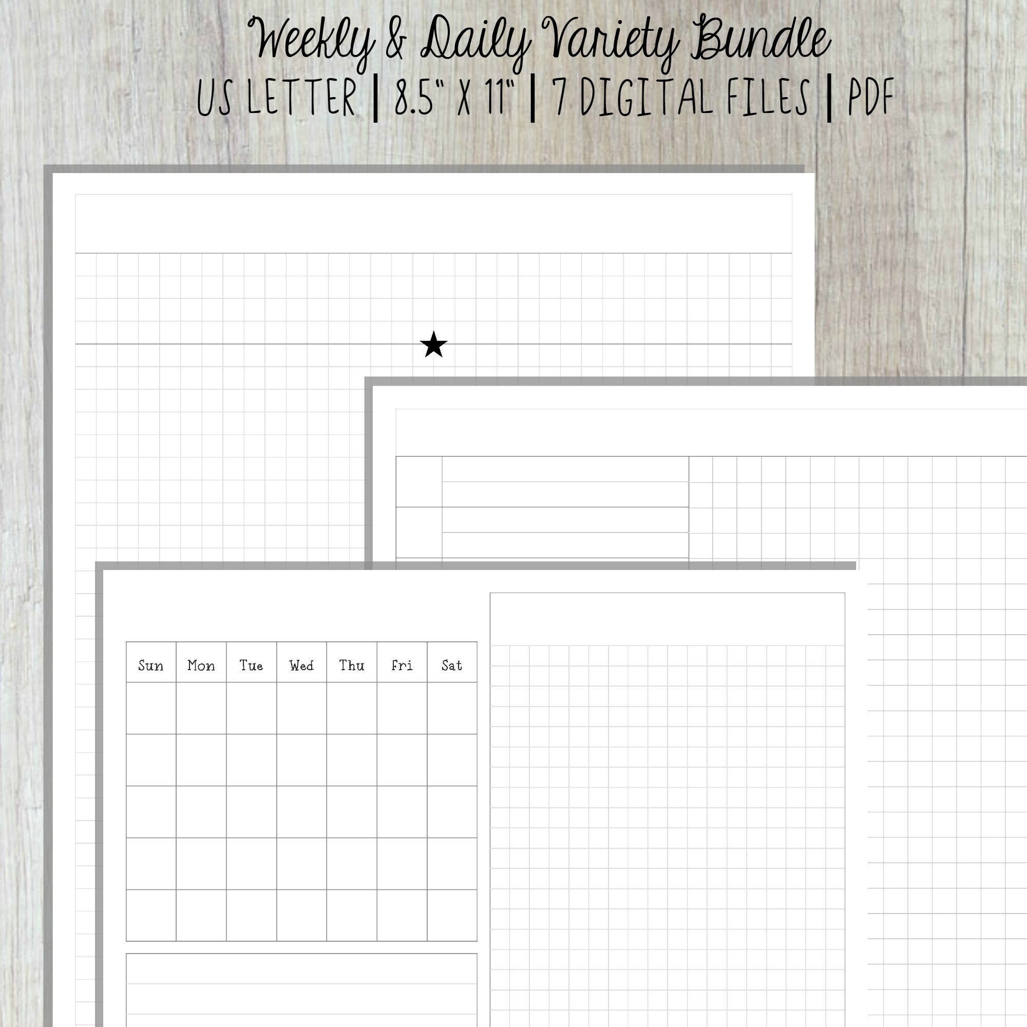 Weekly Printable Daily Printable Grid Paper Refill Hearts - Etsy