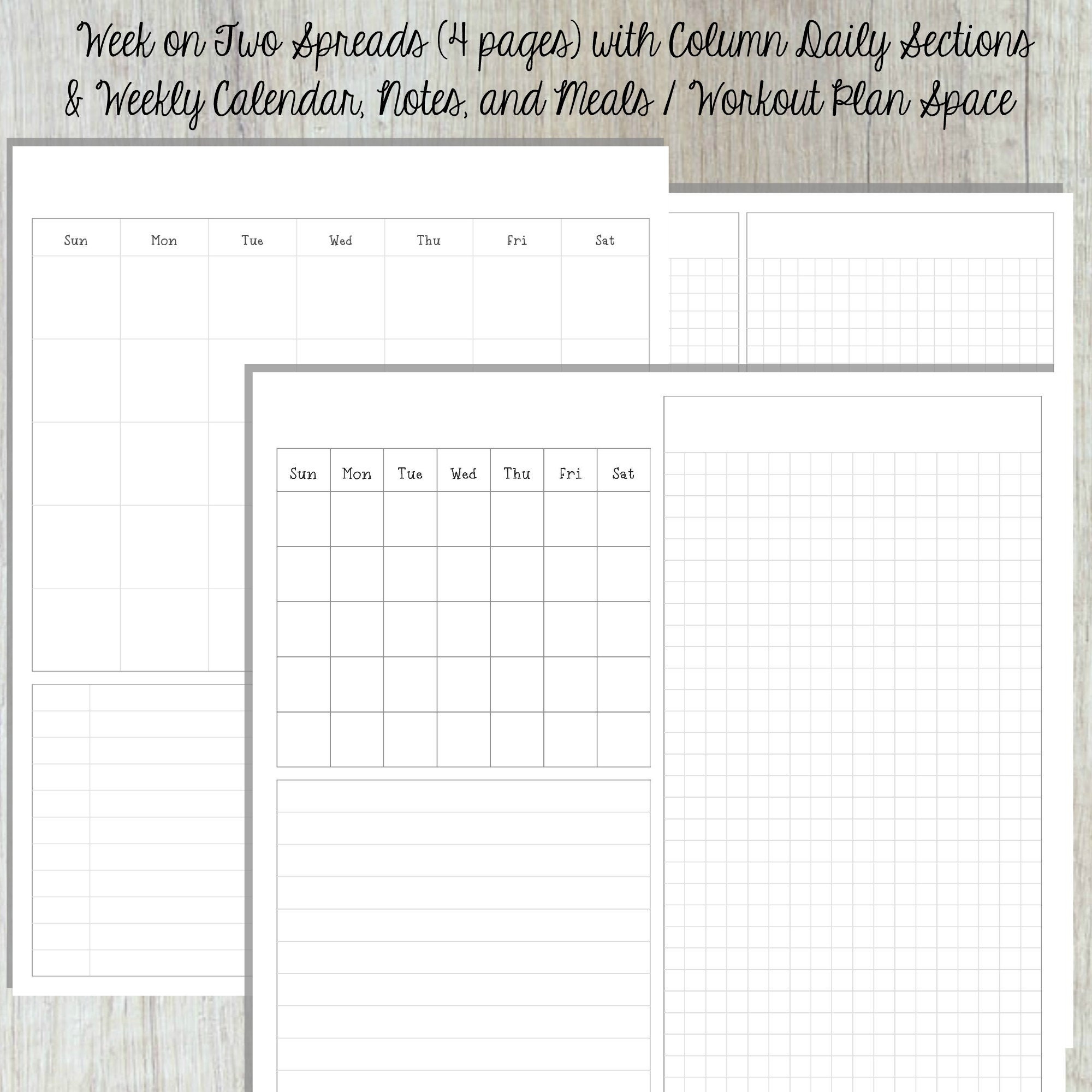 Weekly Printable Daily Printable Grid Paper Refill Hearts - Etsy