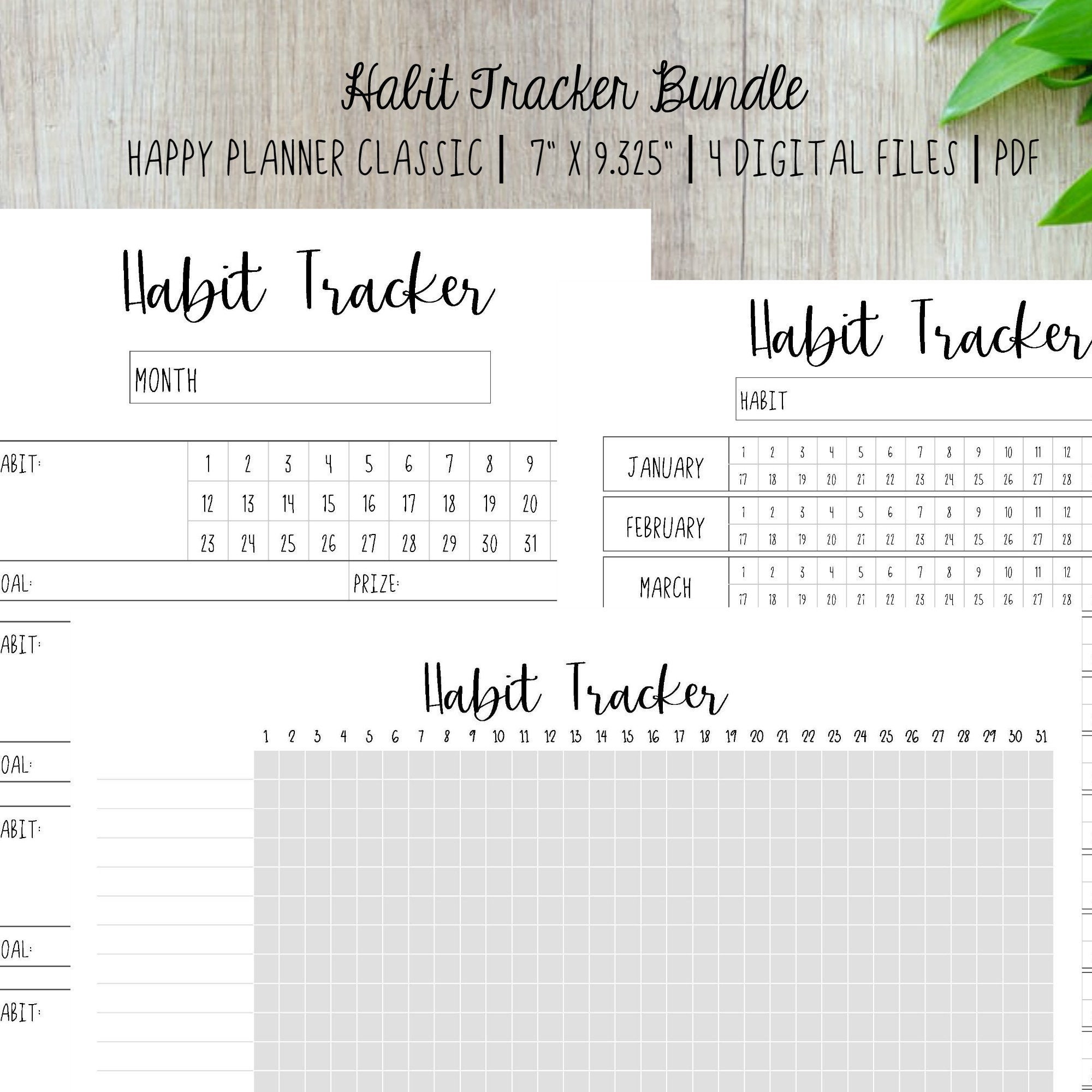 Habit Tracker, Monthly Habit, Yearly Habit, Mambi, Classic HP, Happy ...
