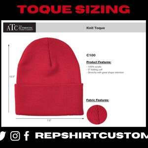 Custom Toques 12 Folded With Embroidery. Custom Apparel - Etsy