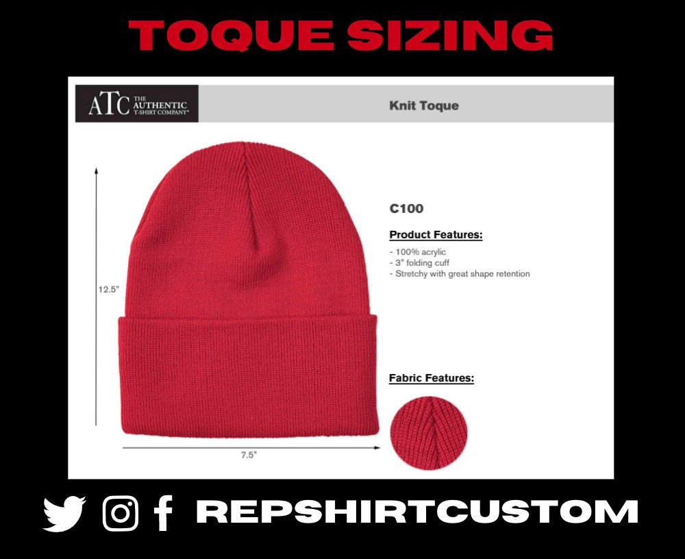 Custom Toques 12 Folded With Embroidery. Custom Apparel - Etsy