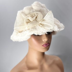 Whimsical Winter White and Cream Furry Hat/bucket Hat/ Cloche Hat ...