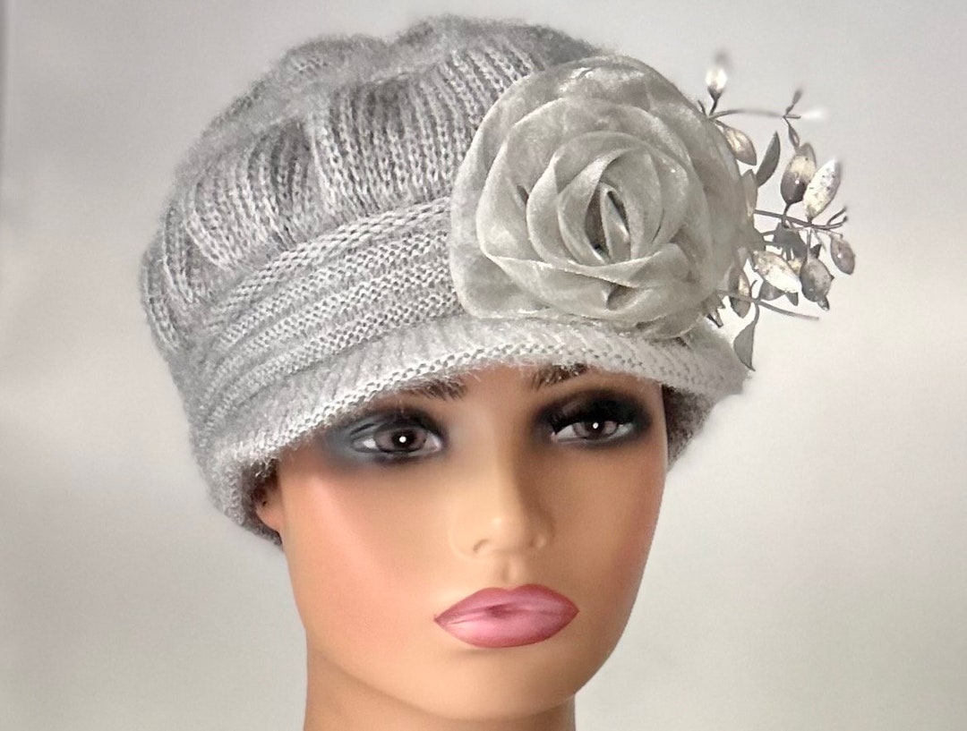 Beautiful Warm Silver Grey Colored Winter Cap/ Womens Warm Winter ...