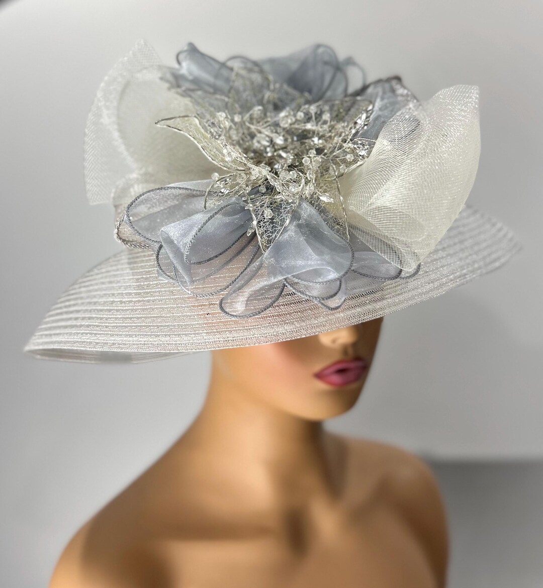 Gorgeous Silver Lightweight Straw Hat /audrey Hepburn Hat/kentucky ...