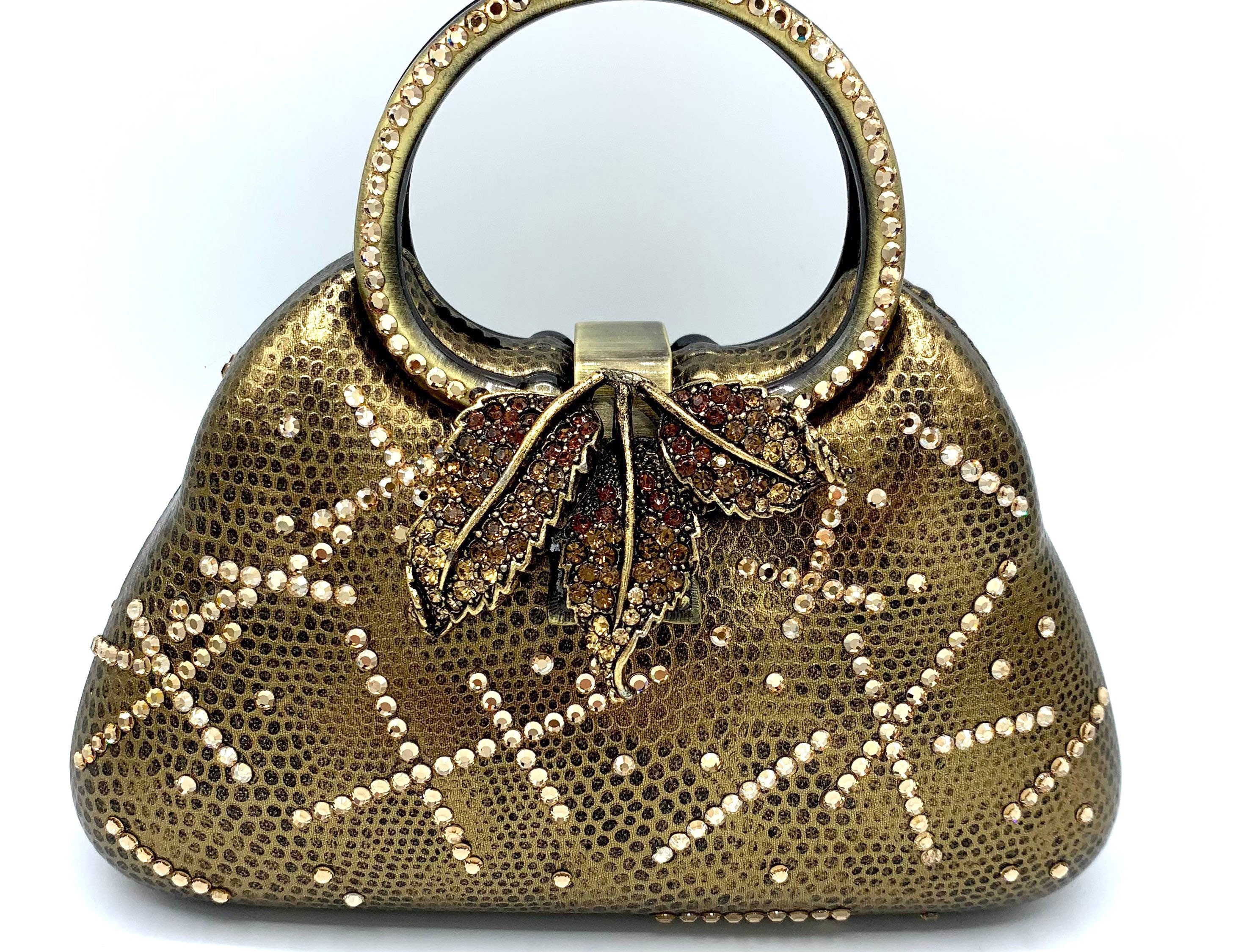 Lovely Handle Bag in Bronze Faux Snake Skinprom Bagevening - Etsy