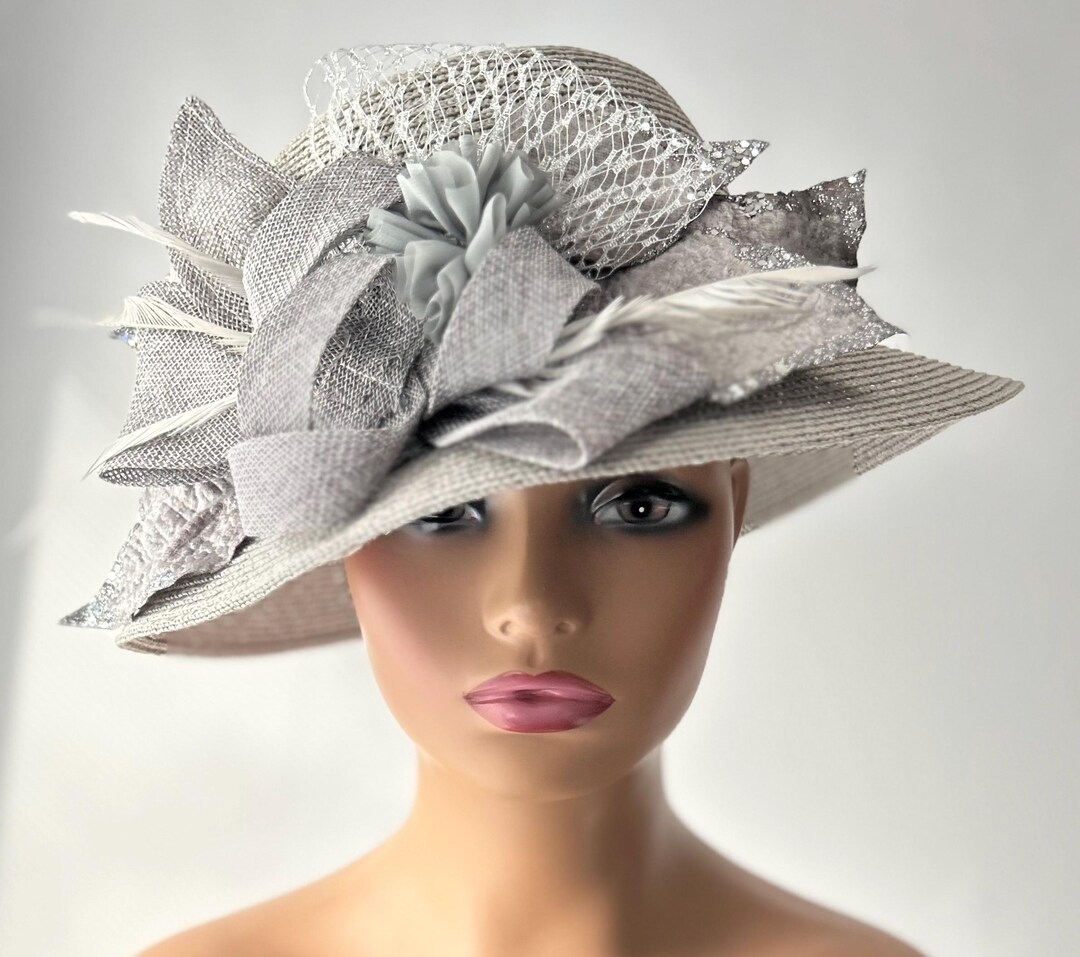 Gorgeous Grey and Silver Straw Hat /kentucky Derby Hat /easter Hat ...