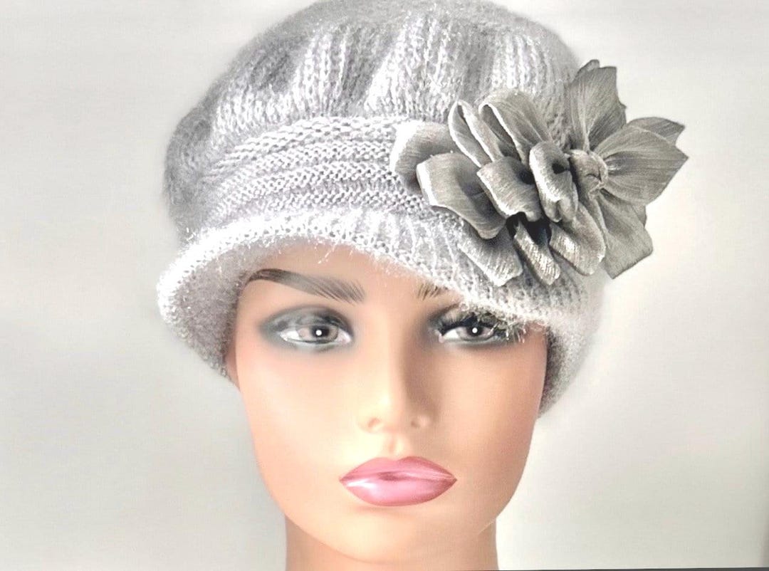 Beautiful Warm Silver Grey Colored Winter Cap/ Womens Warm Winter ...