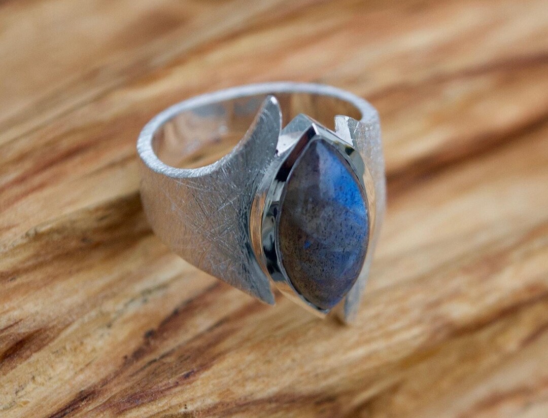 Ring Labradorite, Matt Silver, Spectrolite, Cabochon Gemstone - Etsy