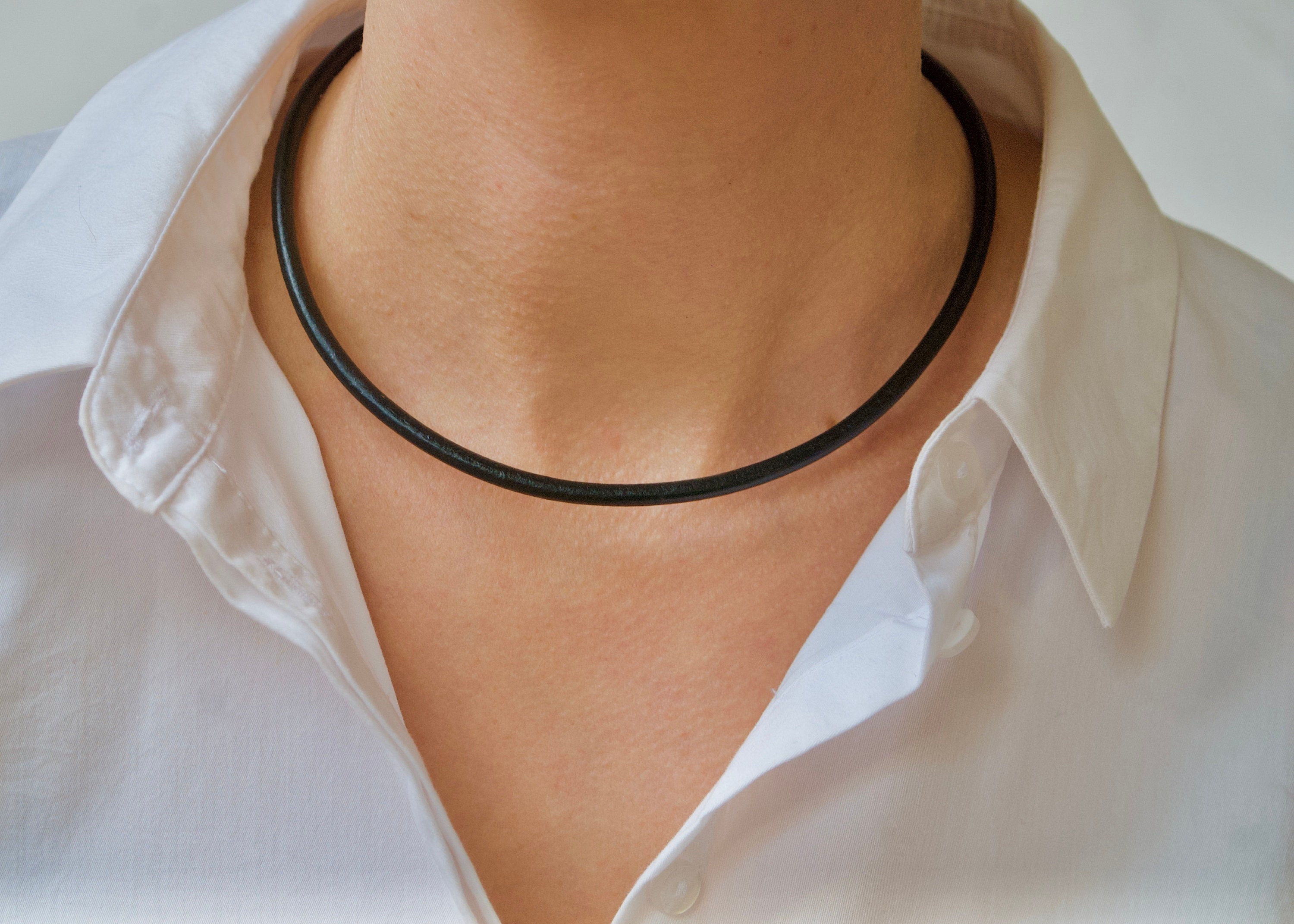 Leather Chain Black Chain Leather Strap Stainless Steel - Etsy UK