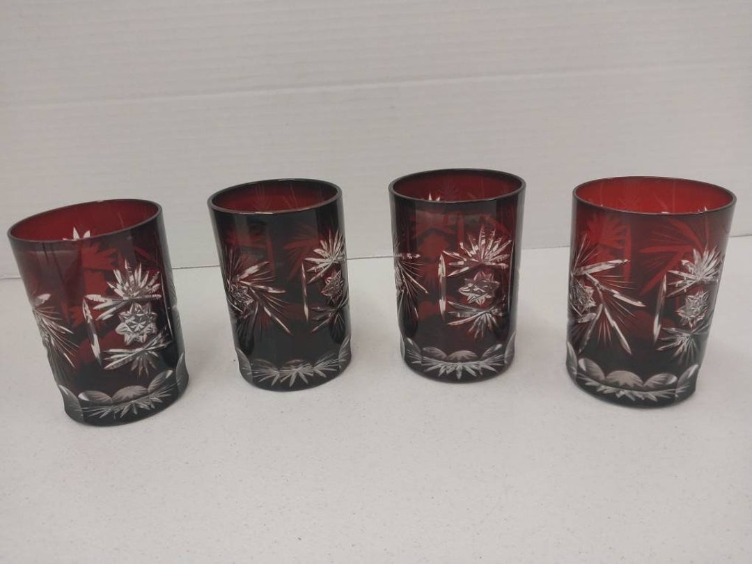 Red Cut Glass Cups 1900s - Etsy