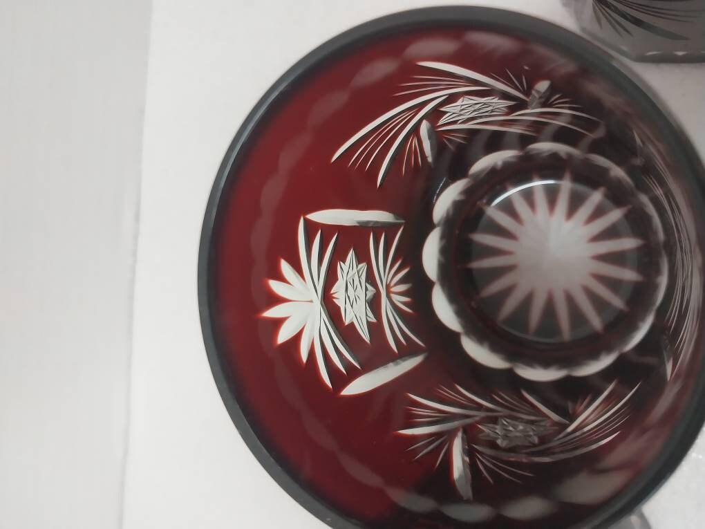 Red Cut Glass Cups 1900s - Etsy