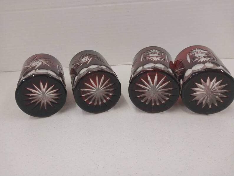 Red Cut Glass Cups 1900s - Etsy