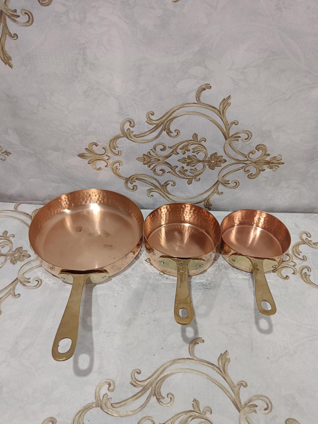 Indian Handmade Copper Fry Pan, Elegant Non-stick Cookware for ...