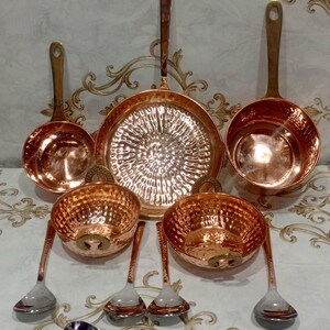 Pure Copper Cookware Set Serving Spoon copper Sauce Pan Set Copper ...