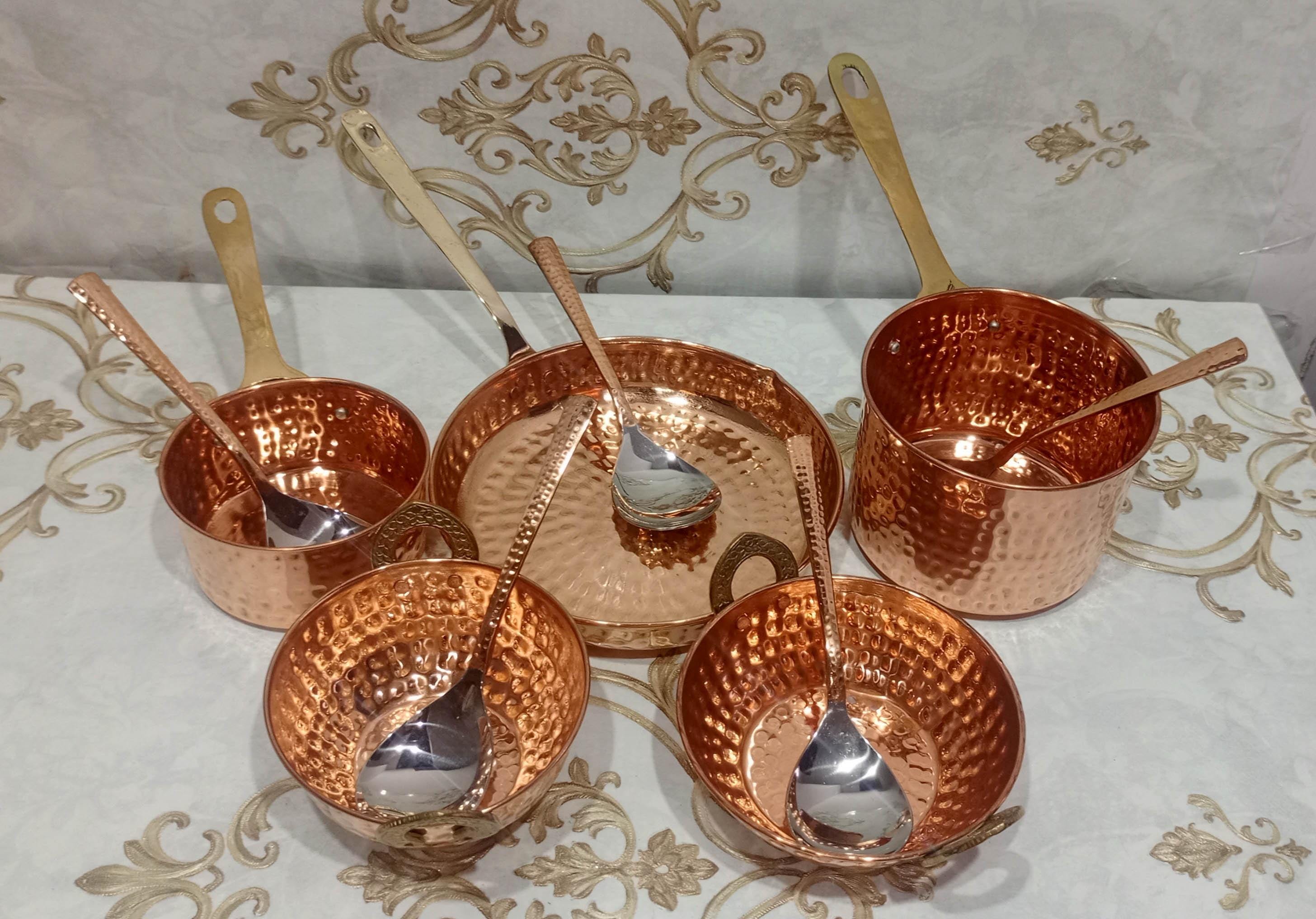 Pure Copper Cookware Set Serving Spoon copper Sauce Pan Set Copper ...