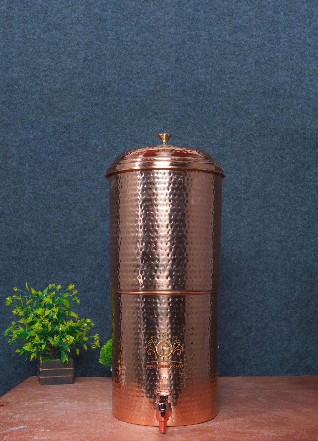 Water Matka Vessel Container Jar Tank Copper Hammered Design Filter ...