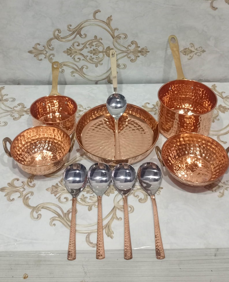Pure Copper Cookware Set Serving Spoon copper Sauce Pan Set Copper ...