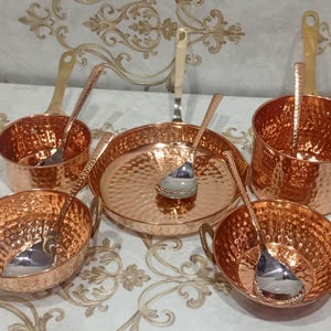 Pure Copper Cookware Set Serving Spoon copper Sauce Pan Set Copper ...