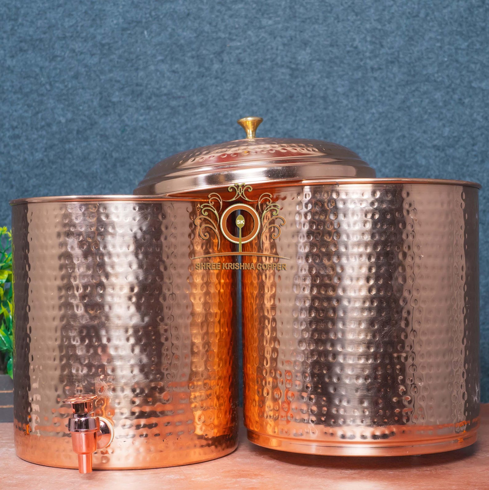 Water Matka Vessel Container Jar Tank Copper Hammered Design Filter ...
