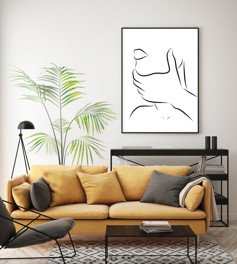 Chocking Line Art Sensual Digital Print Minimalist Erotic Artwork