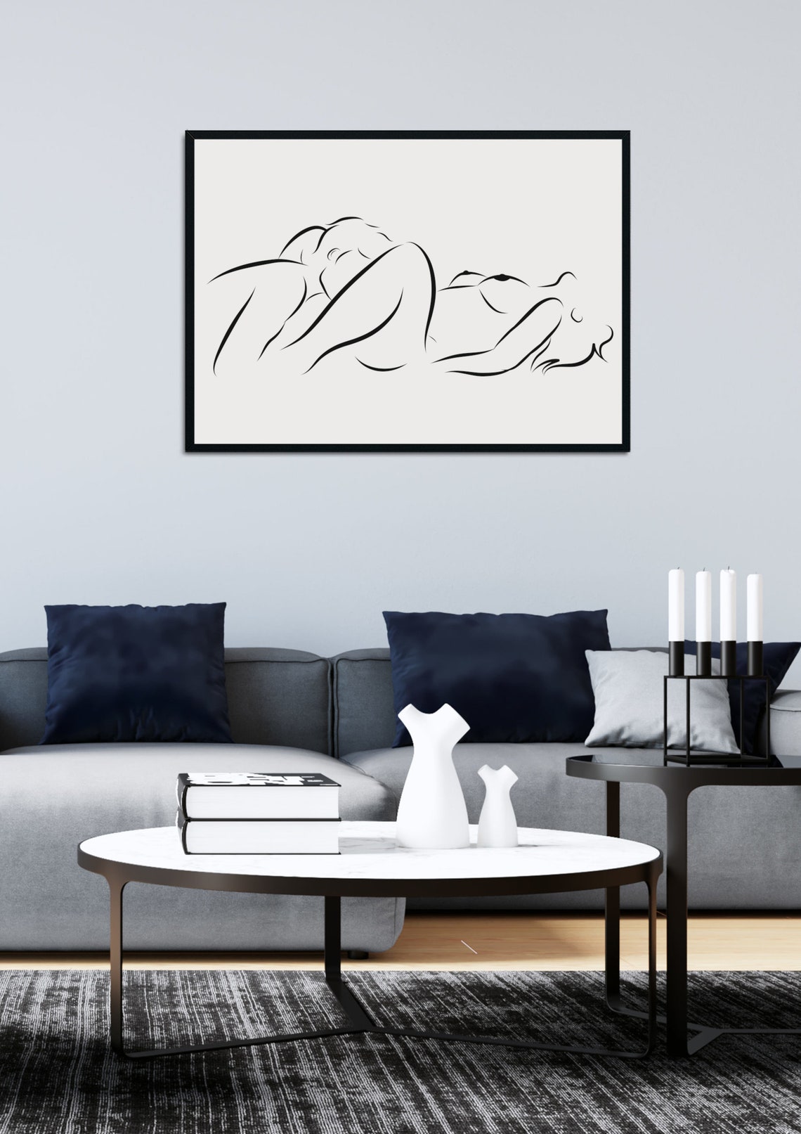 Erotic Line Art Minimalist Abstract Couple Making Love Oral Etsy