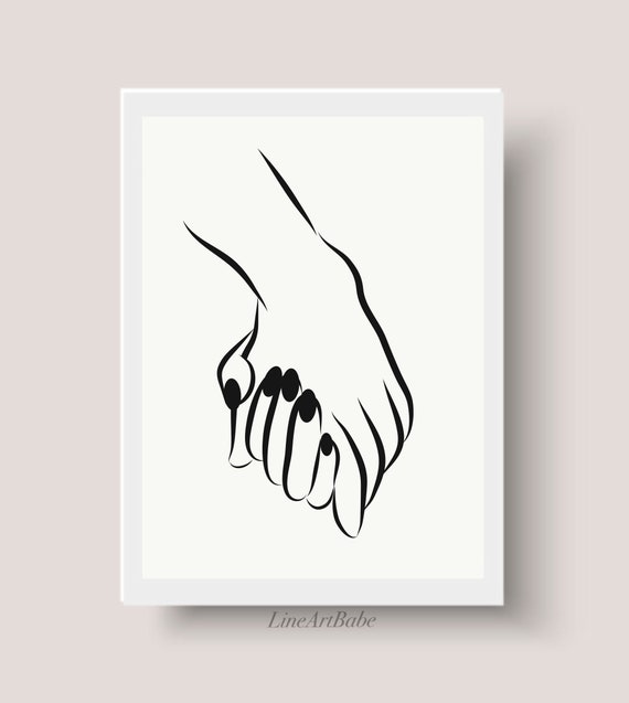 Two Lovers Holding Hands Drawing