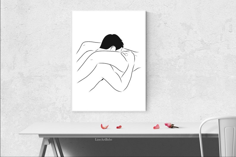 Oral Sex Abstract Line Art Minimalist Erotic Couple Making Etsy