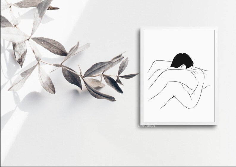 Oral Sex Abstract Line Art Minimalist Erotic Couple Making Love Sex
