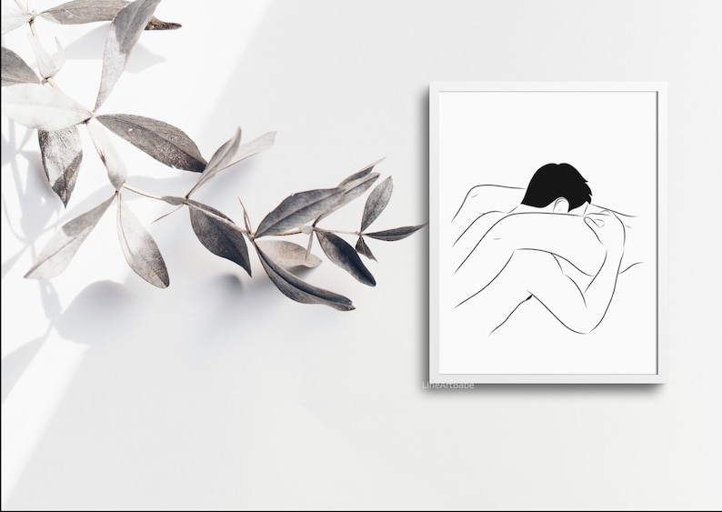 Oral Sex Abstract Line Art Minimalist Erotic Couple Making Love Sex Digital Print Sensual