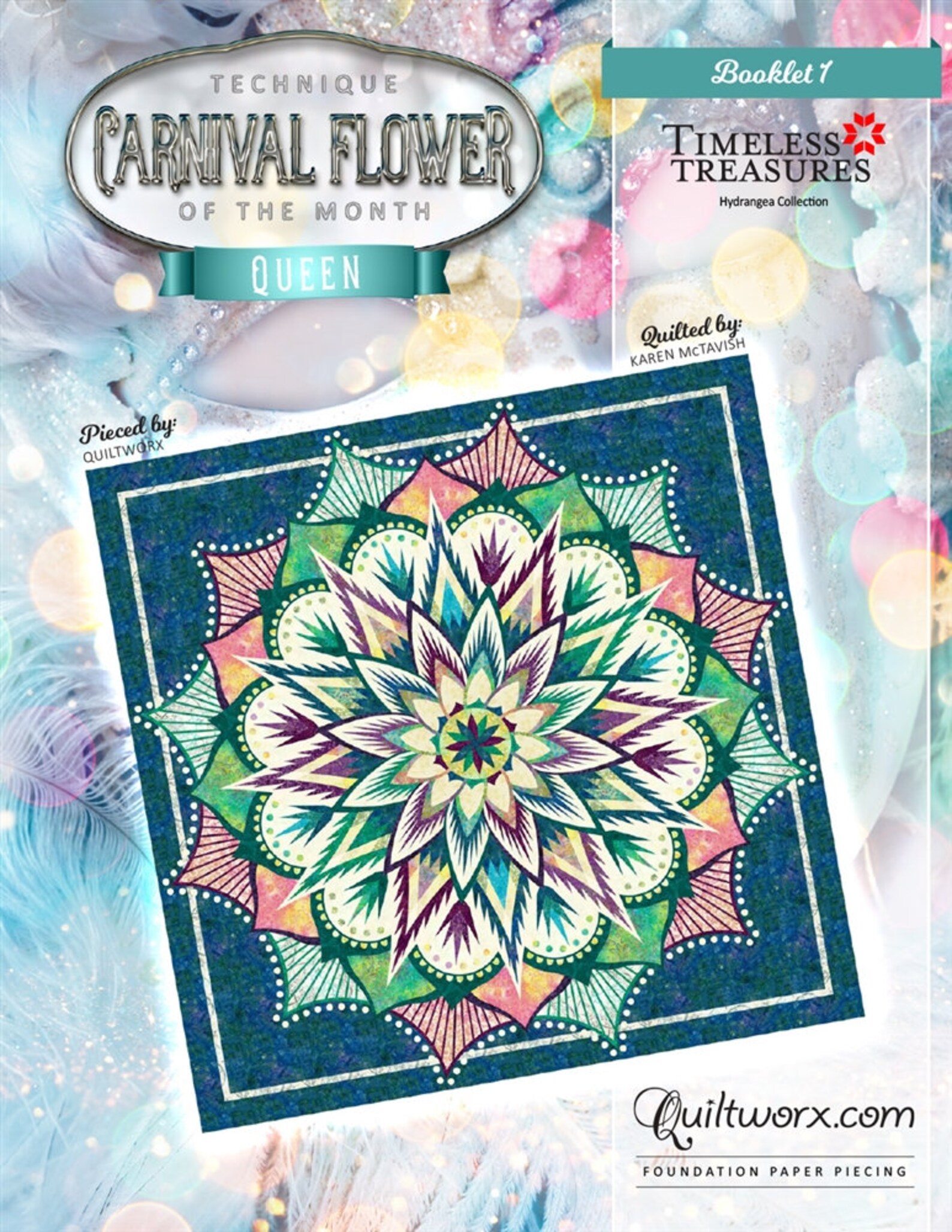 FREE SHIPPING Carnival Flower Quilt Kit in Blueberry Tart-queen 99x99 ...
