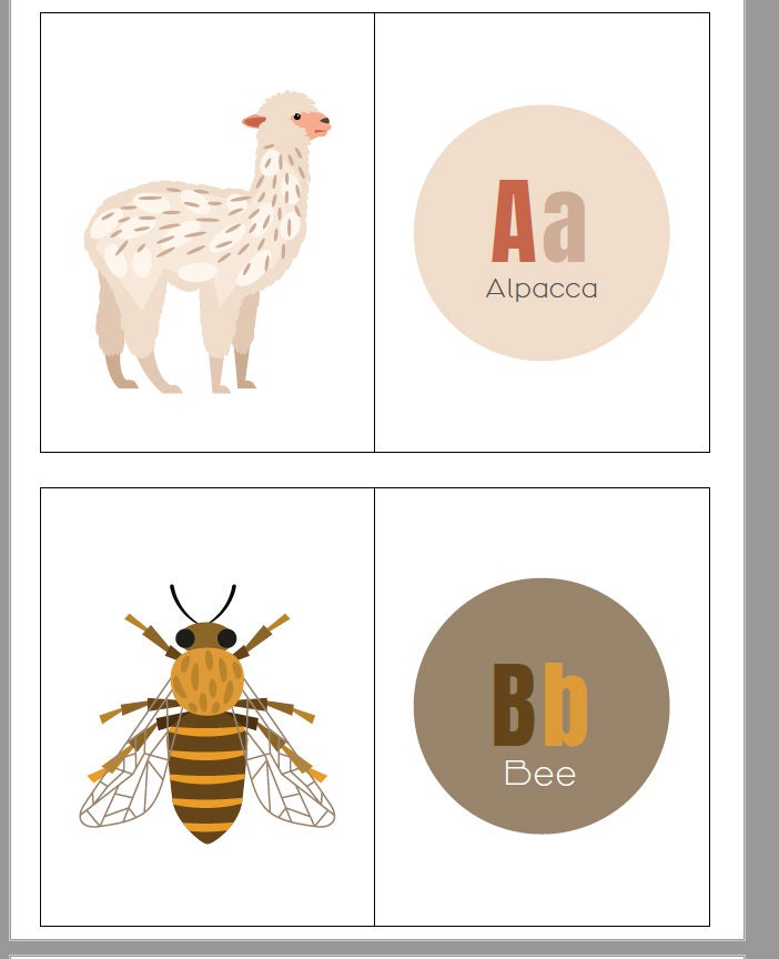 Large Animal + Letter Printable Flash Card Bundle! 3 Versions - INSTANT ...