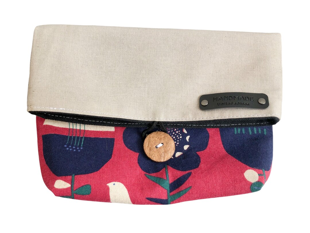 Linen and Canvas Fold Over Pouch Makeup Bag Pouch Bag - Etsy.de