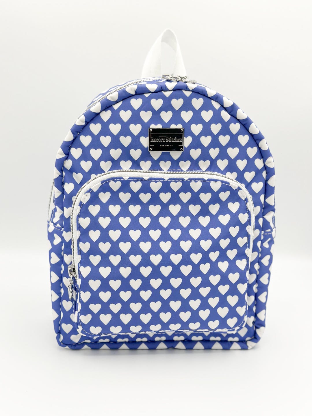 Periwinkle Hearts Mini Backpack, Handcrafted Backpack, Adjustable ...