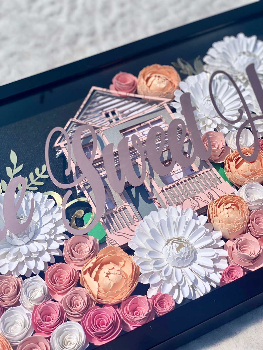 Flower Shadow Box Wedding Flower Shadow Box With Picture Flower Shadow ...