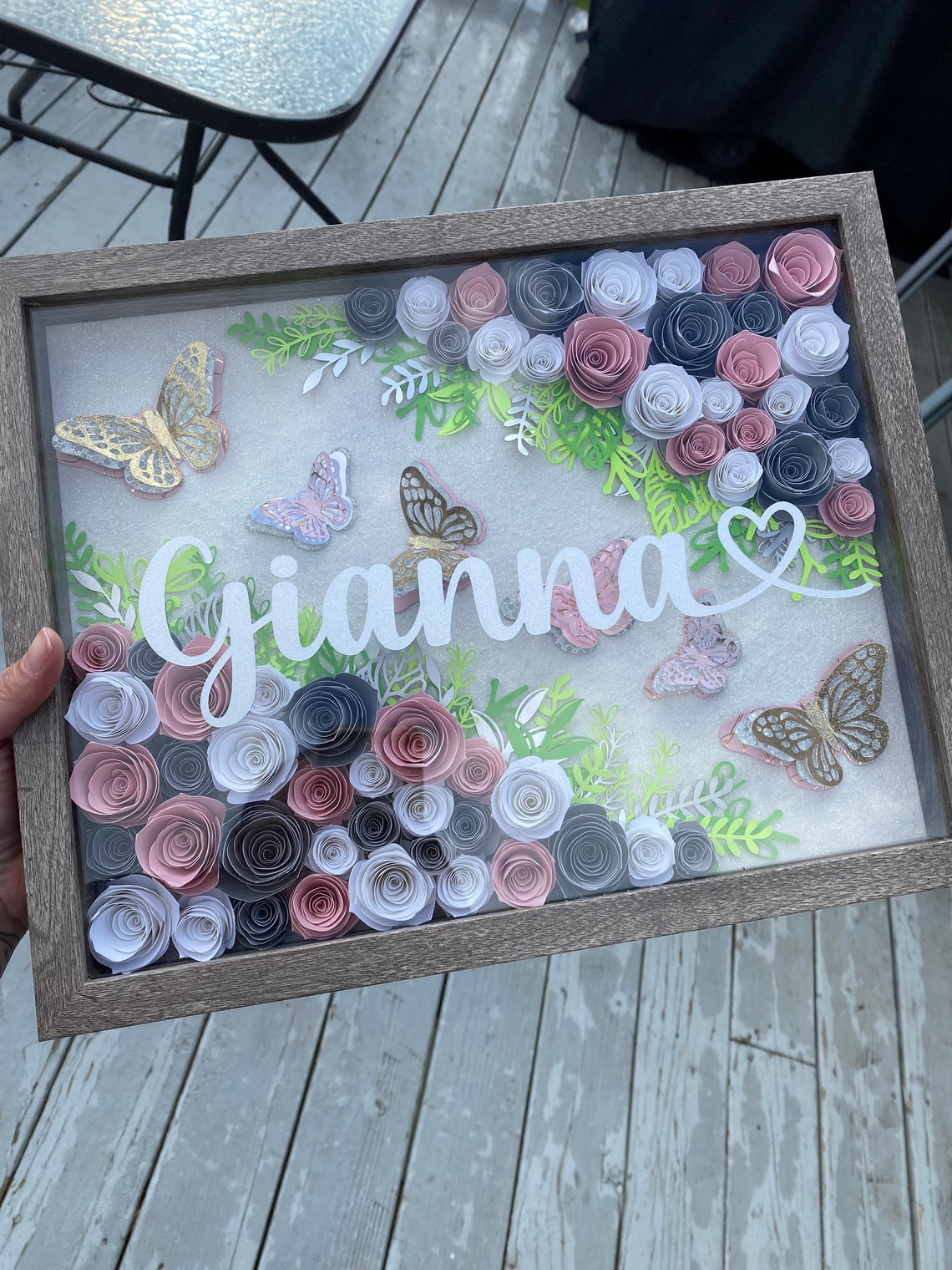 Flower Shadow Box Wedding Flower Shadow Box With Picture | Etsy