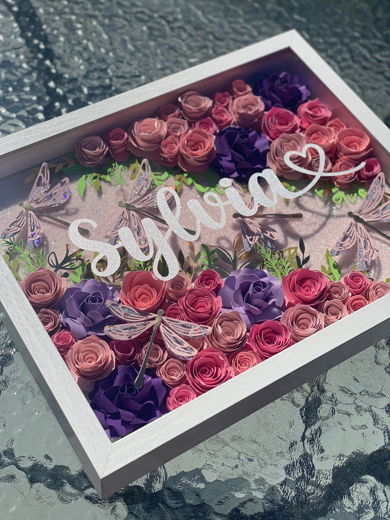 Flower Shadow Box Wedding Flower Shadow Box With Picture | Etsy