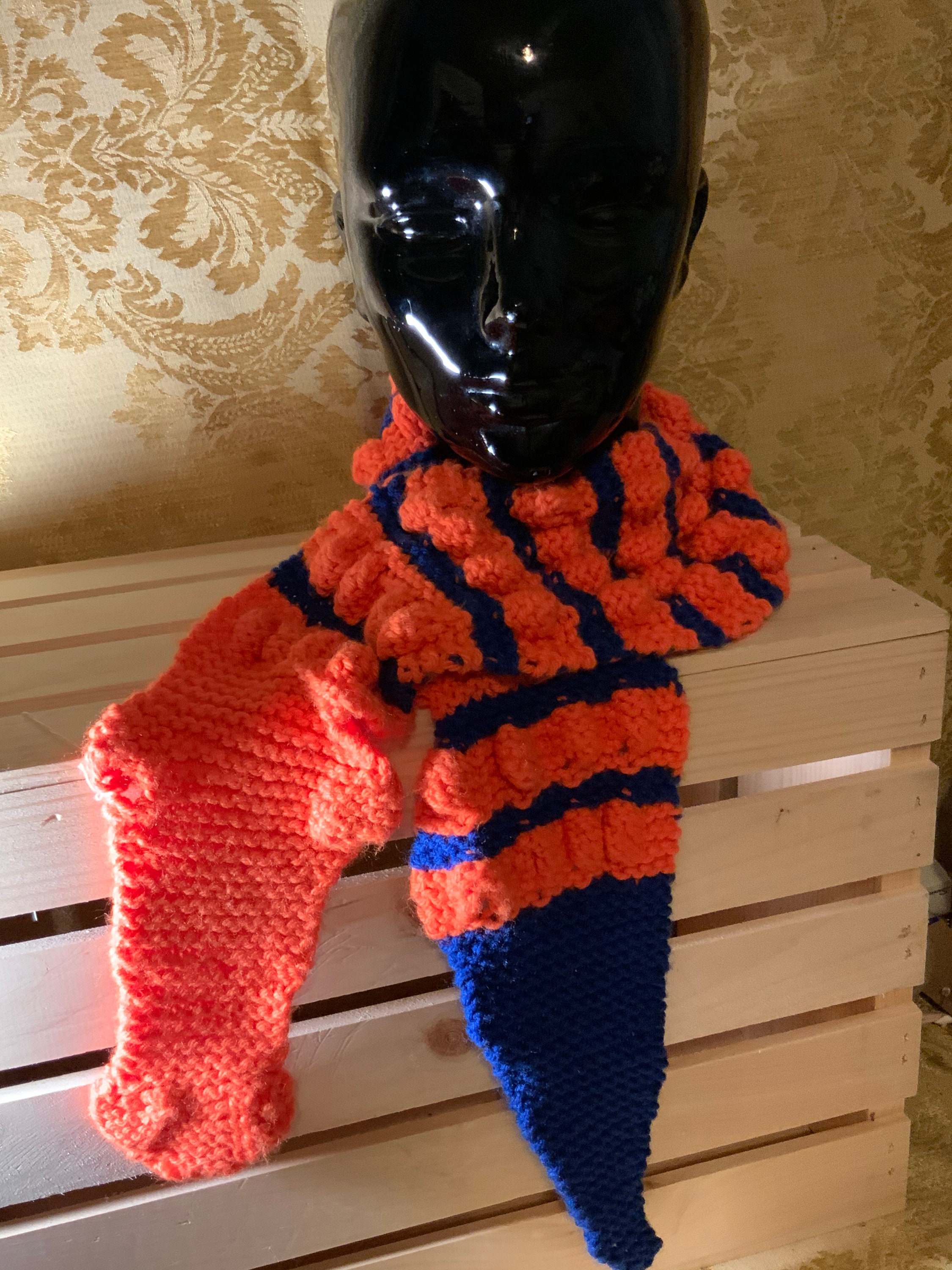 GATOR SCARF U of Florida Colors Orange/blue Hand Knit - Etsy UK