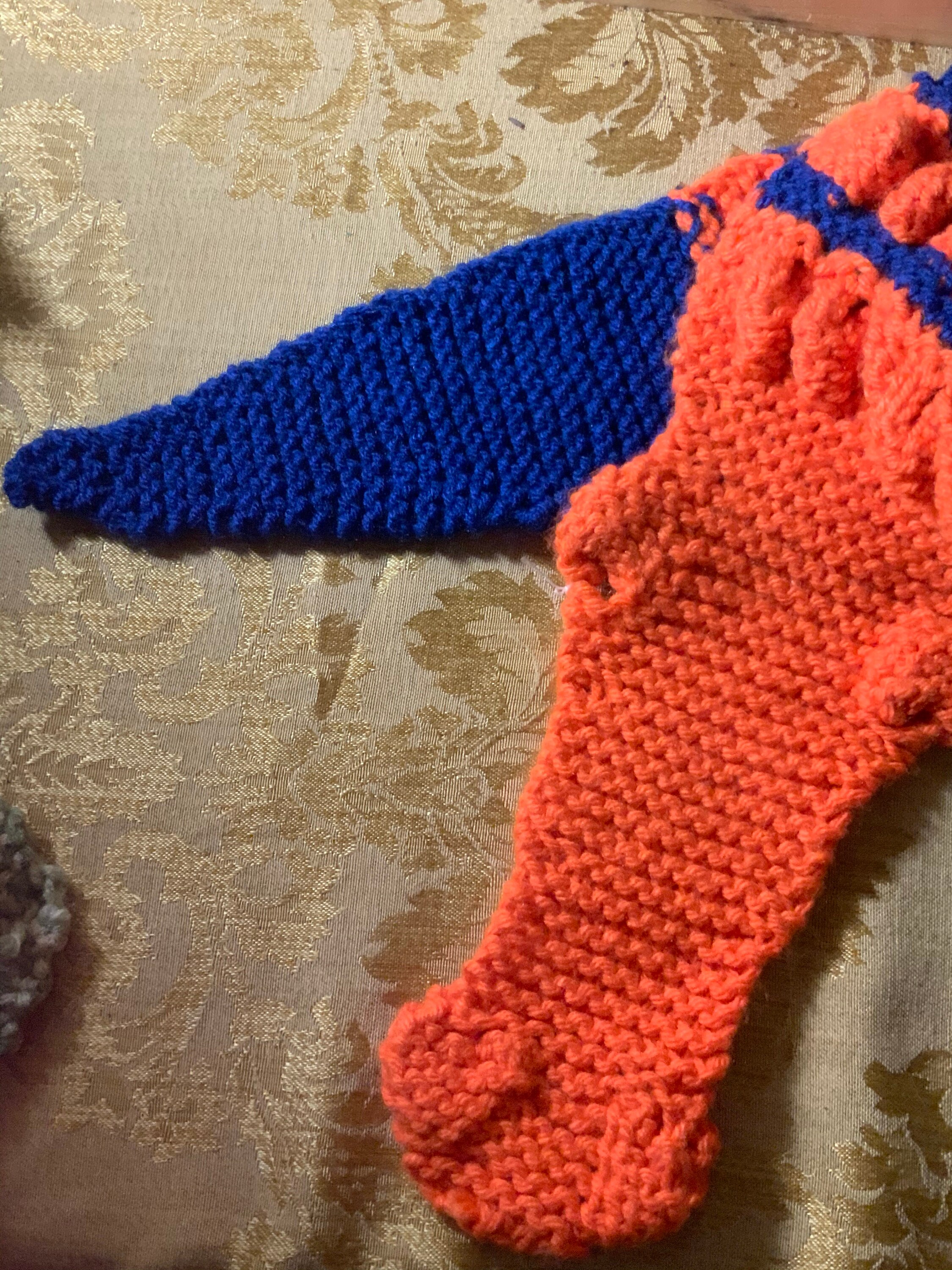 GATOR SCARF U of Florida Colors Orange/blue Hand Knit - Etsy UK