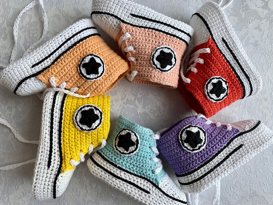Crochet Converse Baby Booties: Handmade Cotton Sneakers, Shower Gift - Etsy