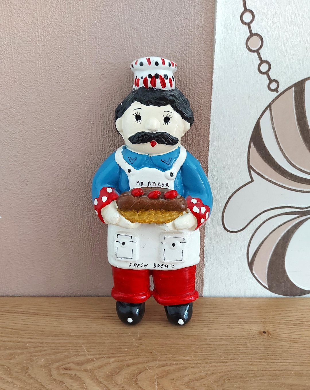 Vintage Gypsum Cyprus Folk Art Baker Village Doll, Wall Plaque Hand ...